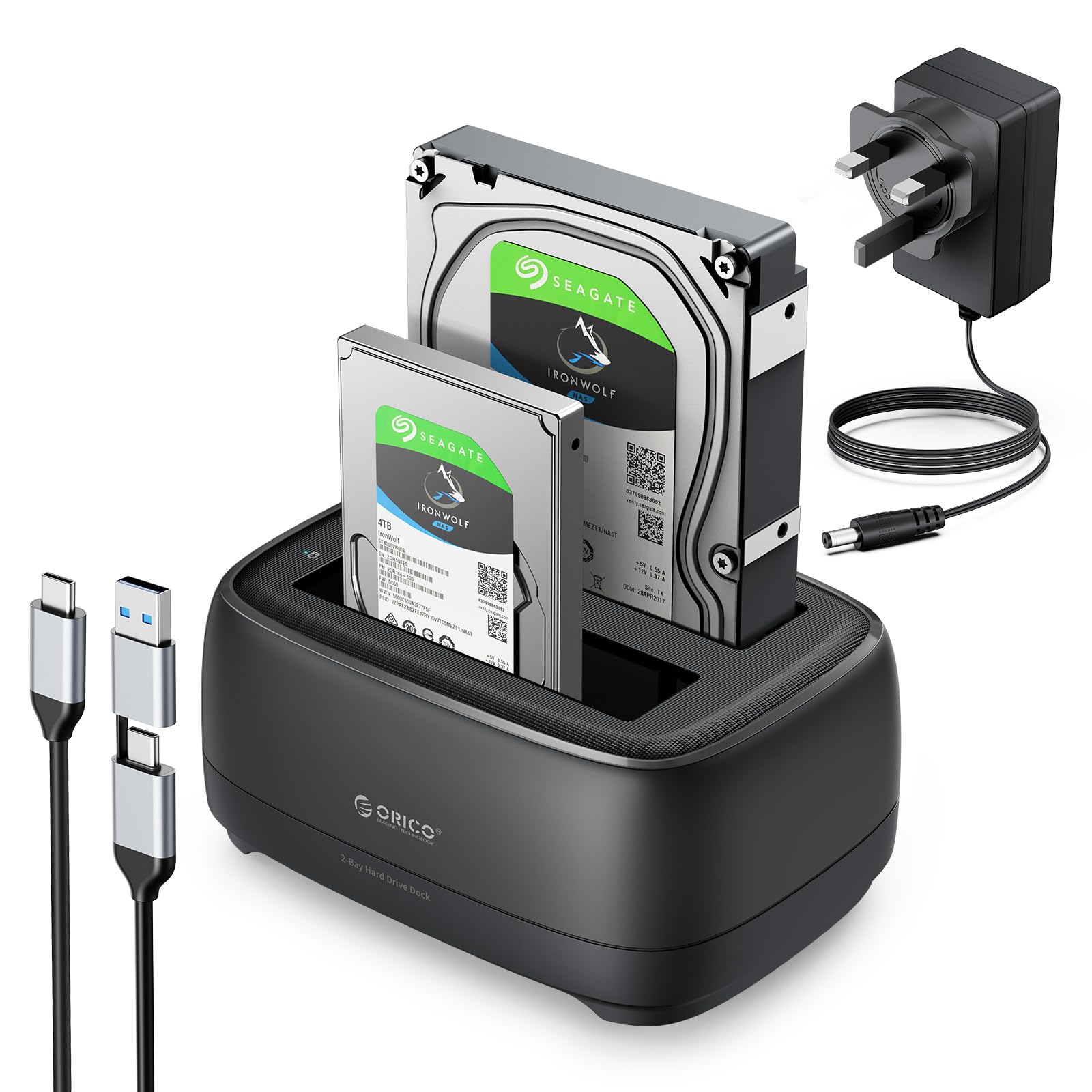 ORICO Hard Drive Docking Station, USB C/A Dual Bay SSD Reader for 2.5 ...