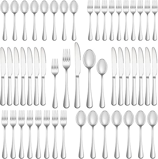 Amazon.com | 60 Piece Silverware Set Service for 12,Premium Stainless ...