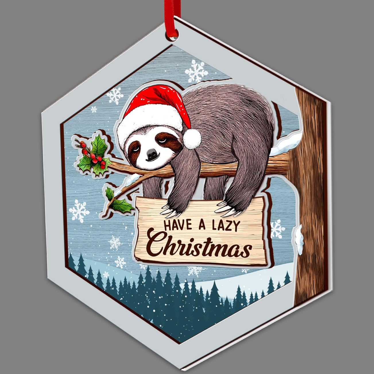 Amazon.com: Sloth Ornament, Sloth Ornaments for Christmas Tree, 2 Layer ...