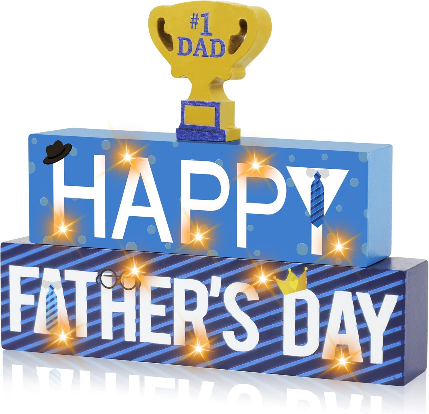 Amazon.com: Father's Day Decorations Wooden Block Sign with Led Lights ...