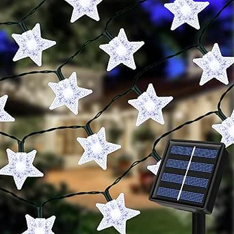 Ninonly Solar Star String Lights, 7m 50 LED, 8 Modes - Waterproof ...