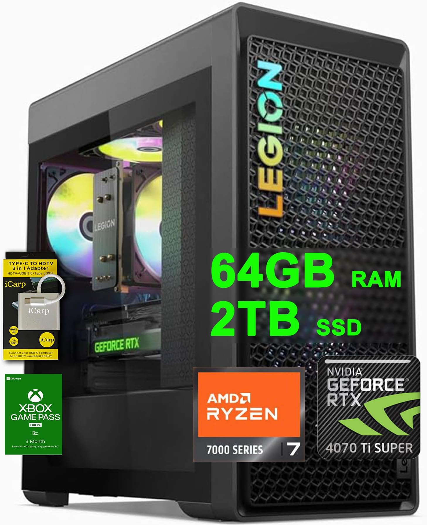 Amazon.com: Lenovo Legion Tower 5 Gaming Desktop AMD 8-core Ryzen 7 ...
