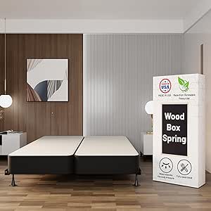 Amazon.com: Nutan, 4-Inch Sturdy Wood Box Spring for Mattress Support ...