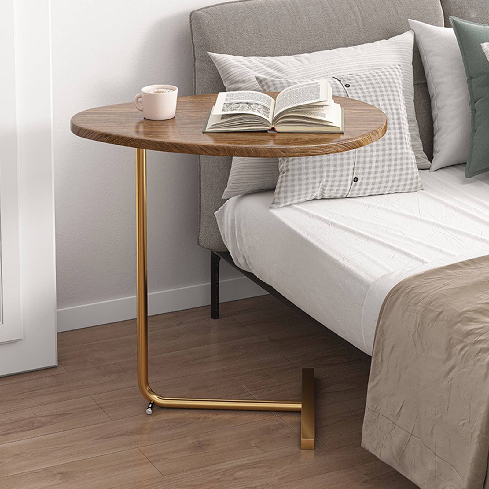 DASDA Modern Side Table, Wooden Top/Metal Frame C Shape End Table Home ...