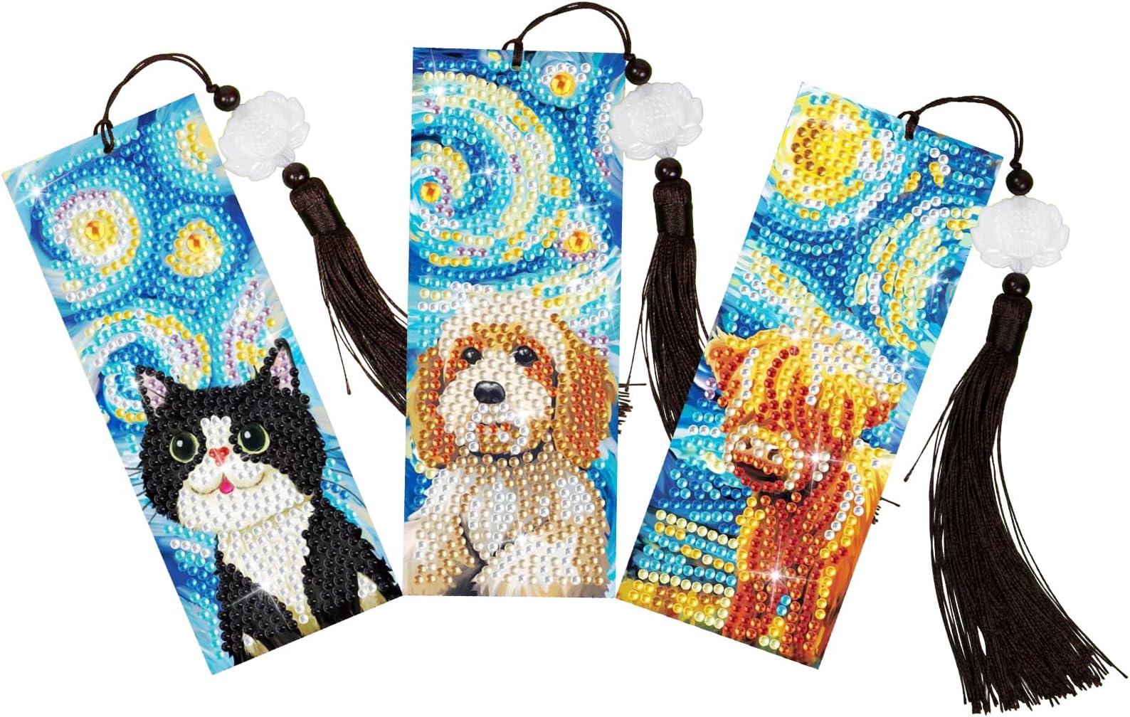 Amazon.com: Diamond Art Bookmark Kits - Flower, 2 Pieces Crystal ...