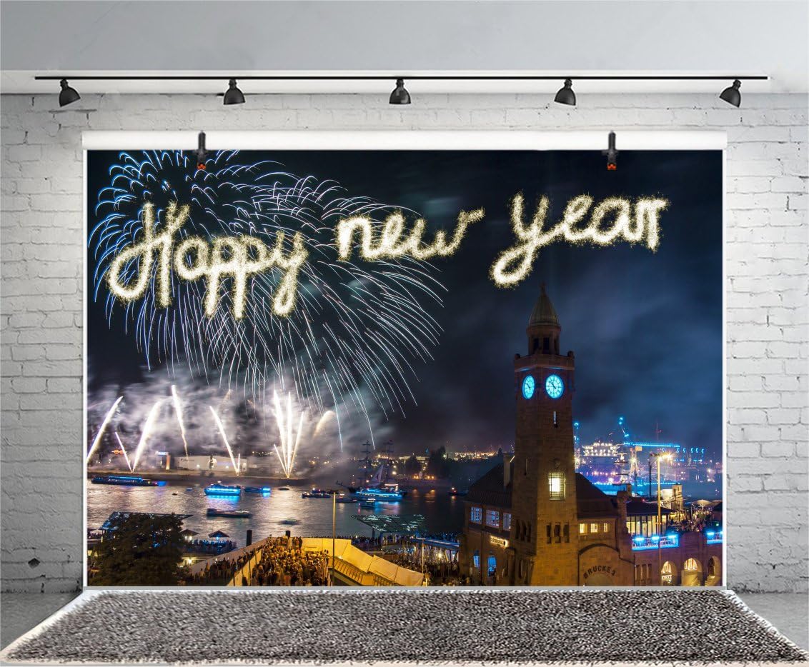 Buy Leowefowa 7X5FT Happy New Year Backdrop Big Ben London Night View ...