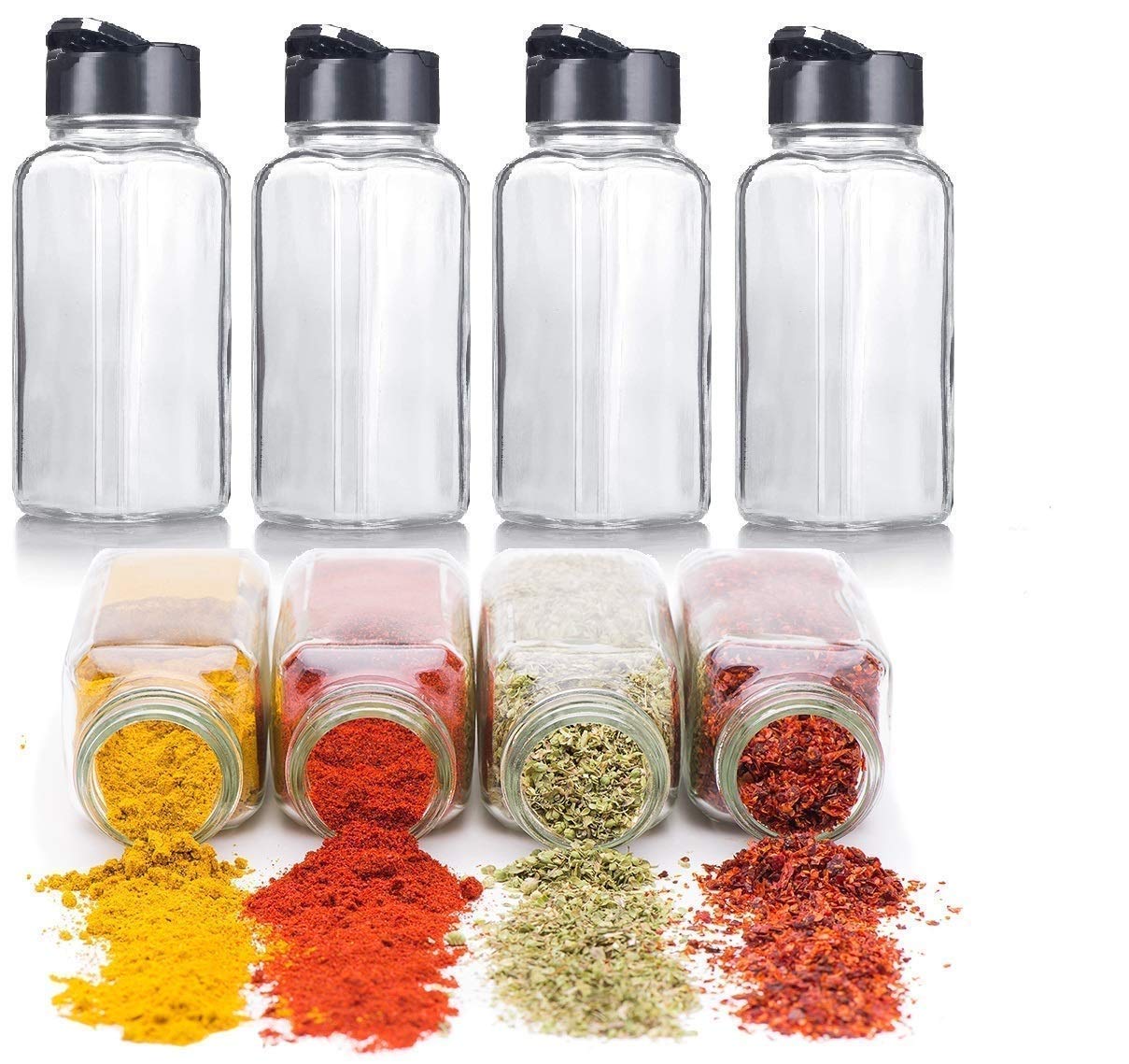 GTR Salt & Pepper Glass Jar Spice Holder Dispensers Oregano and Chilly ...