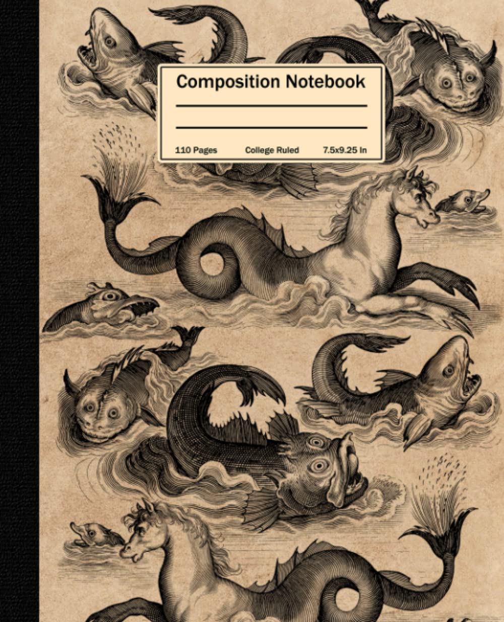Greek Mythology Notebook: Sea Monster Journal, Marine Fish Line art ...