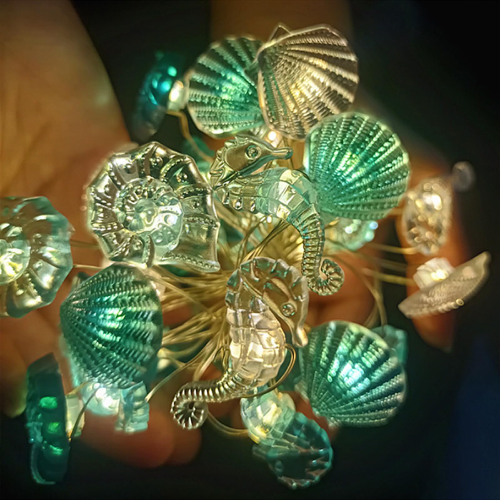 Ocean String Light Copper Lights Sea Shells Seahorse Conch Beach ...