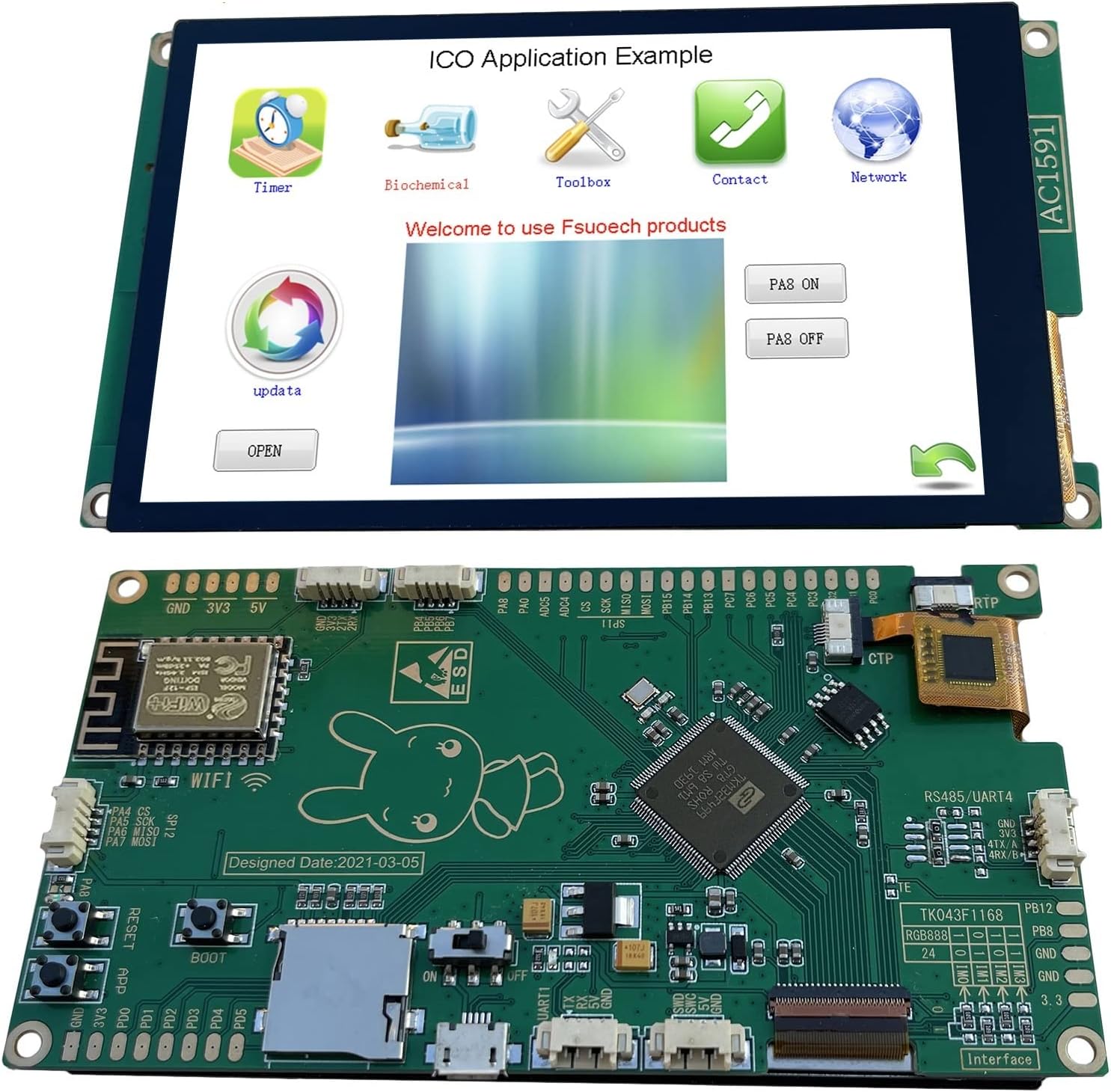 4.3 Inch TFT LCD Capacitive Touchscreen Development Board with WiFi and ...