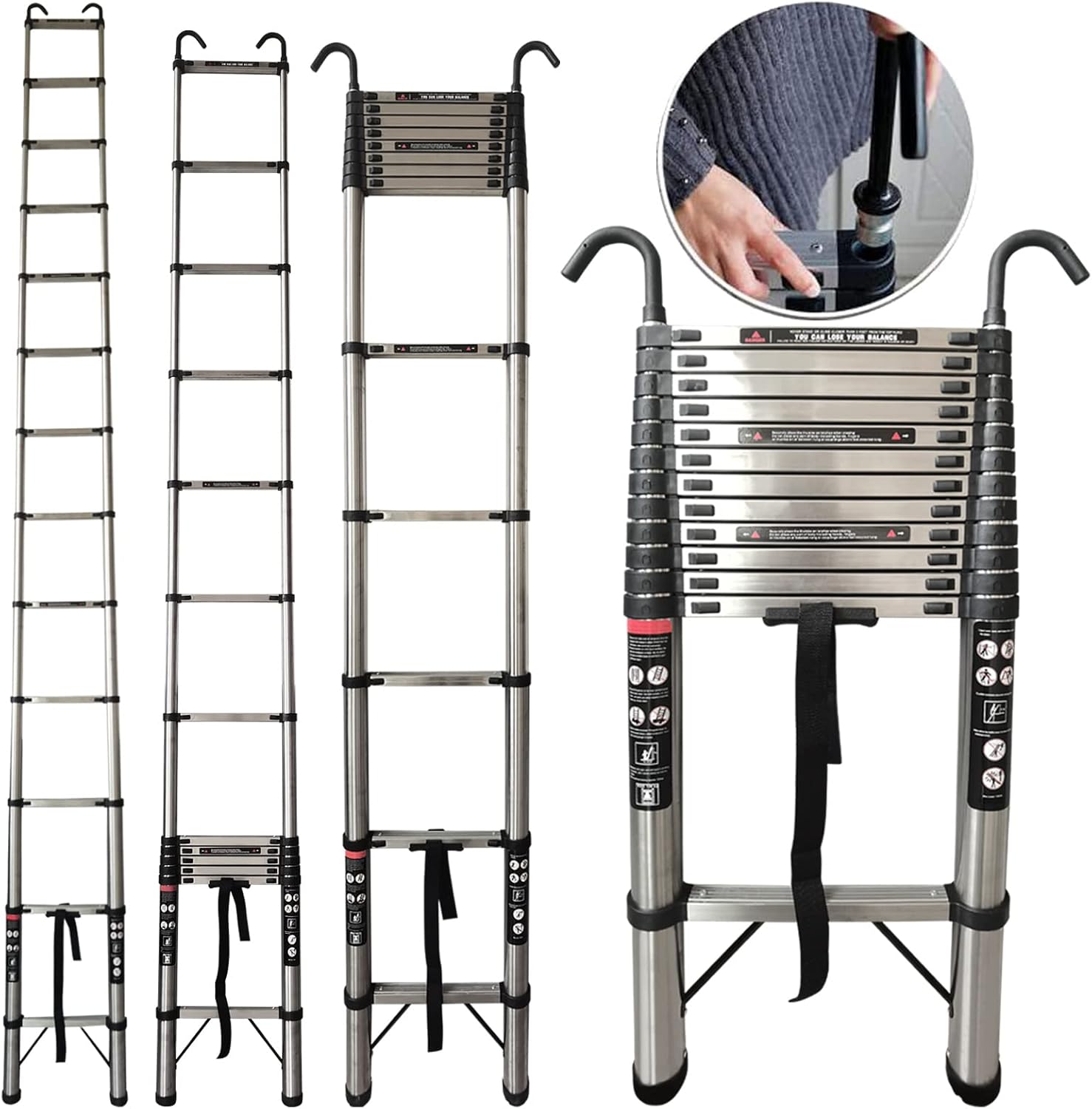 Extend & Climb Telescopic Ladder 5 Meter with Detachable Ladder Hooks ...