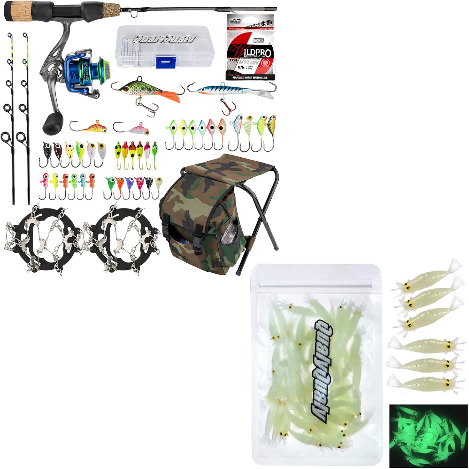 Amazon.com : Ice Fishing Rod Reel Combo Complet Set with Ice Fishing ...