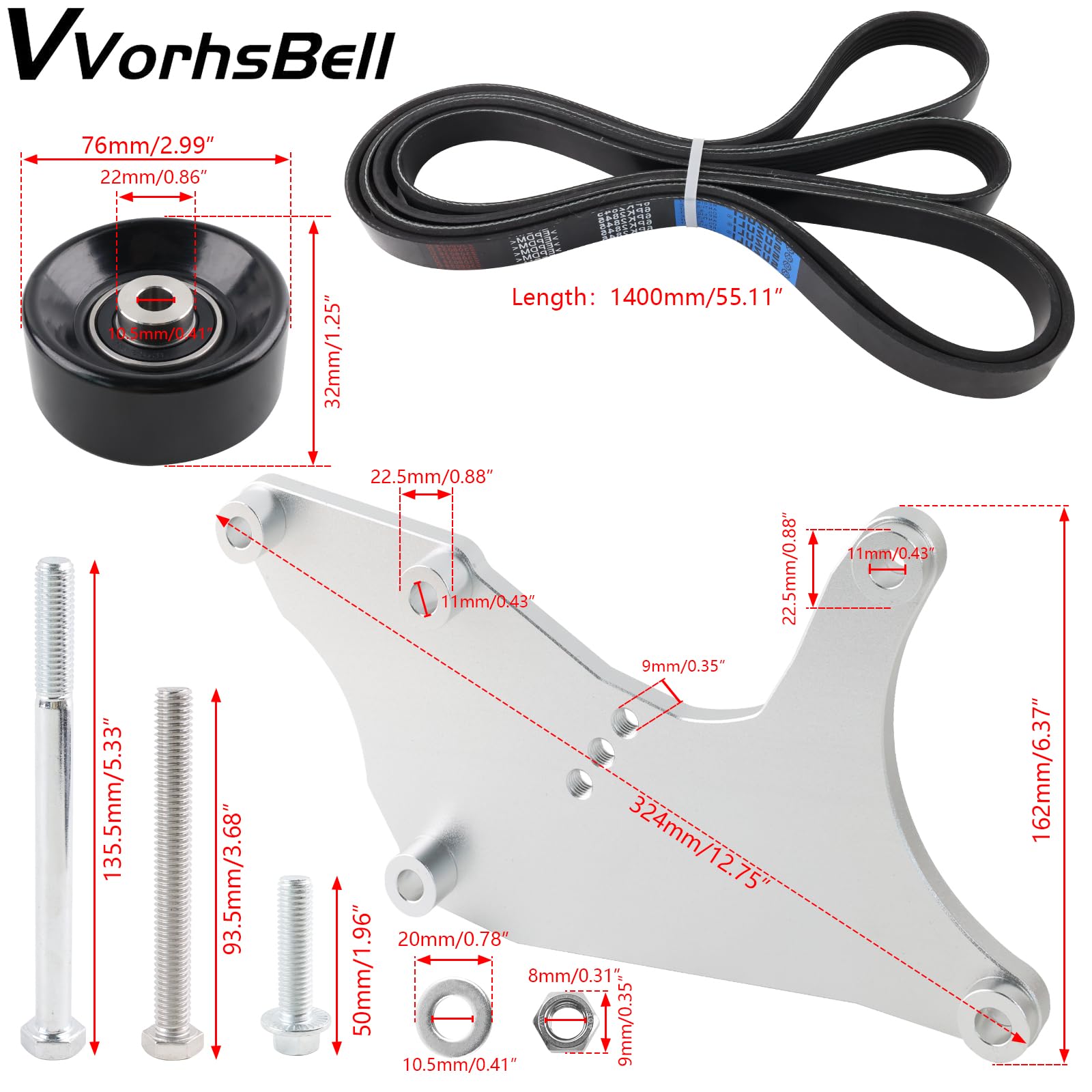 Snapklik.com : VVORHSBELL LS Truck Dual Alternator Bracket Kit Compatible