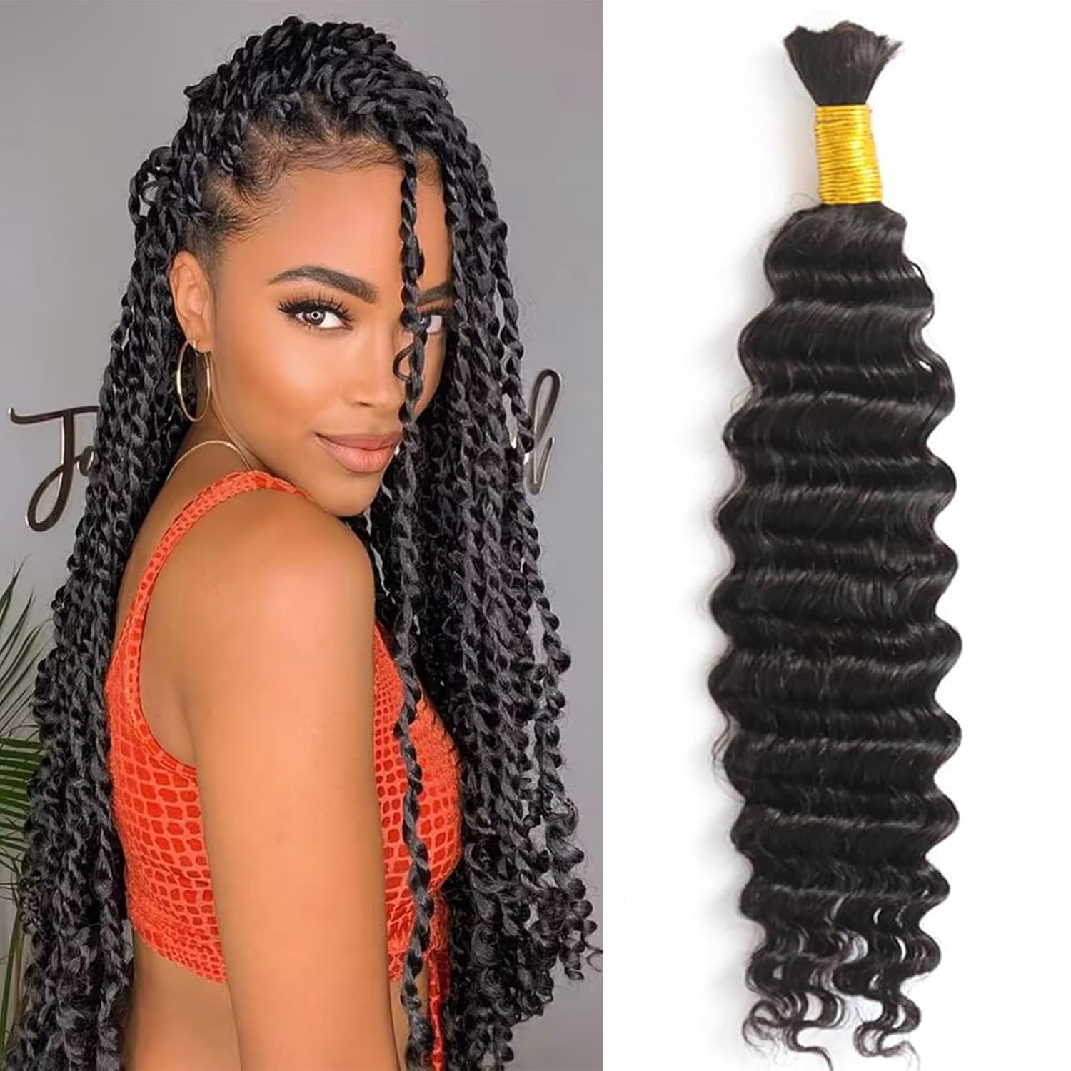 Amazon.com : KISSHAIR Deep Wave Bulk Human Hair For Micro Braiding 100g ...