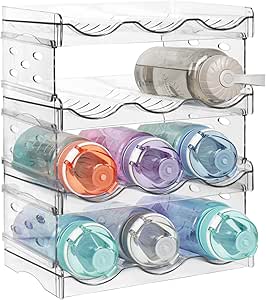 Amazon.com: Hebaogugu Water Bottle Organizer for Kitchen Storage, Plastic Stackable Wine Rack ...