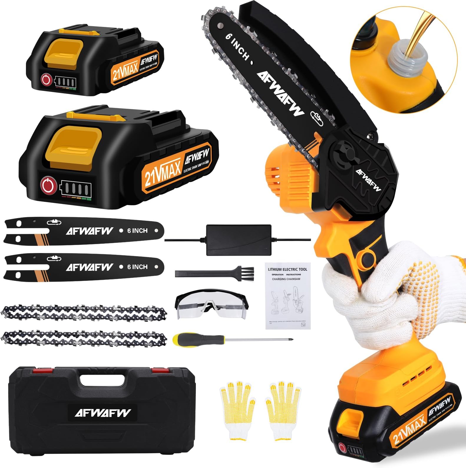 Amazon.com: LOVEWE Mini Chainsaw, 6-Inch Handheld Chainsaw, 8s ...