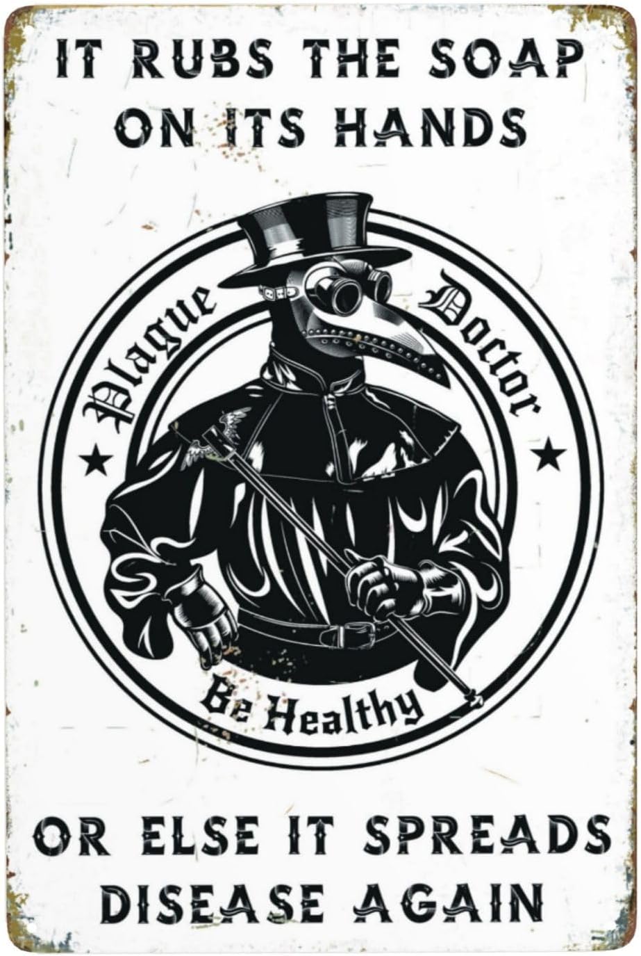 Amazon.com: Funny Metal Tin Signs Wash Your Hand Sign Plague Doctor ...