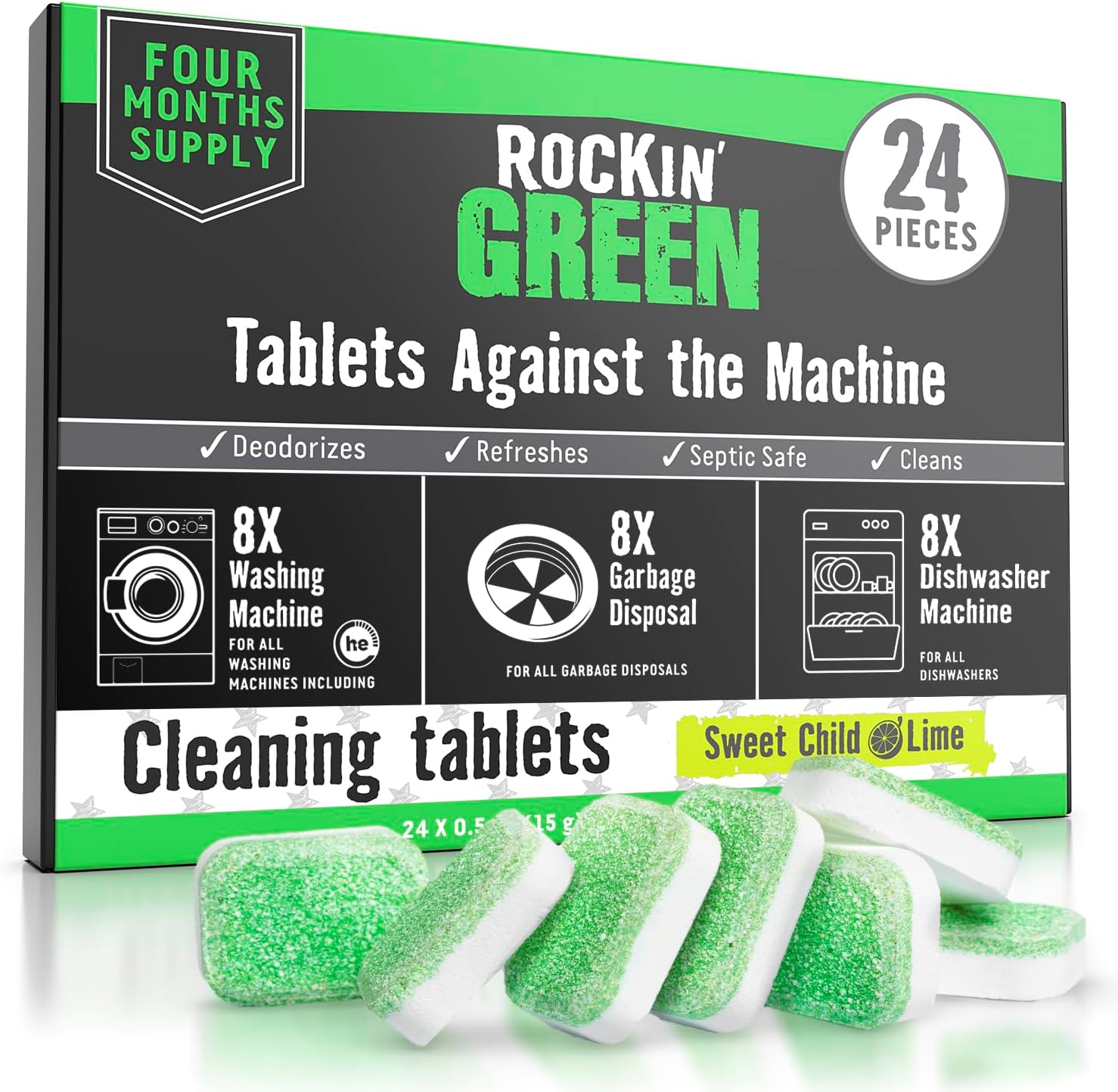 Amazon.com: Rockin' Green Deep Cleaning and Deodorizing Tablets for ...