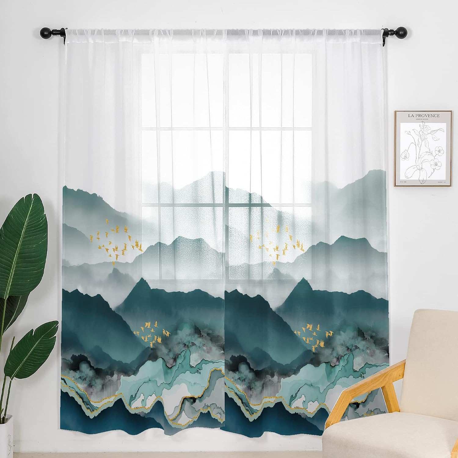 Amazon.com: HMS Happy Memories Rod Pocket Window Sheer Curtains (2 ...