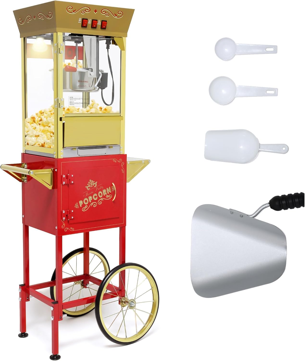 Amazon.com: 2025 Upgraded 12 oz Popcorn Machine Cart, Popcorn Maker ...