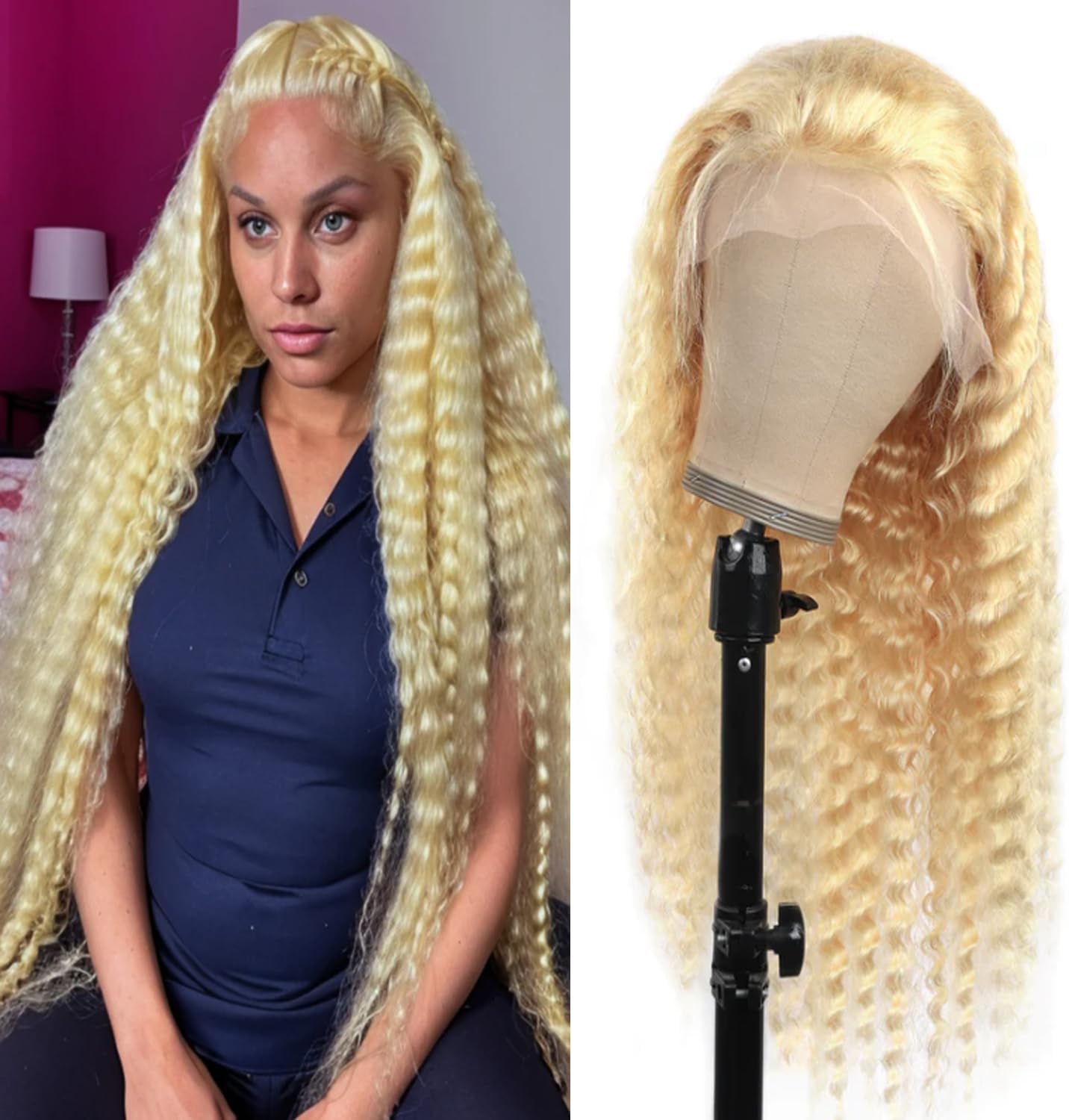 Amazon.com : Zomgurd 24 Inch 613 Lace Front Wig Human Hair 13x4 Deep ...