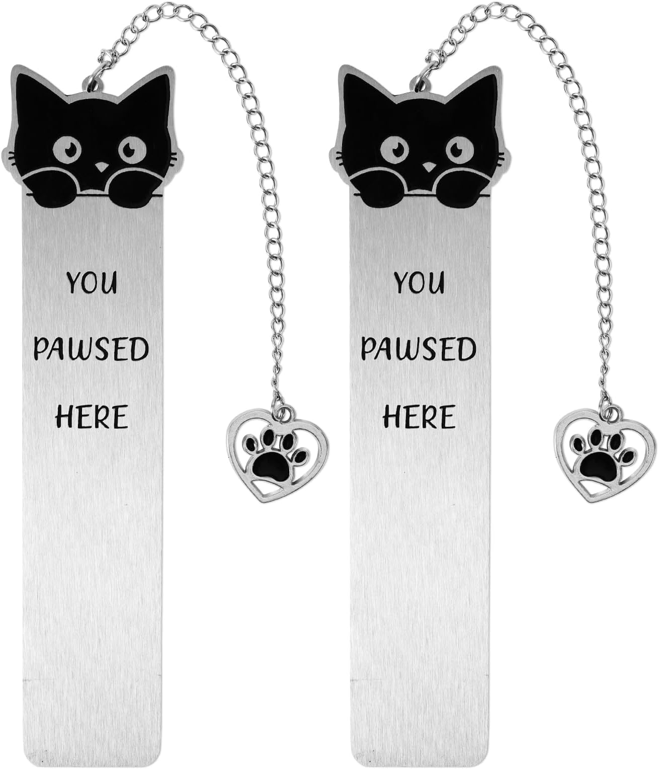 Amazon.com : 2pcs Cute Cat Bookmark with Heart Pendant, Funny Zinc ...