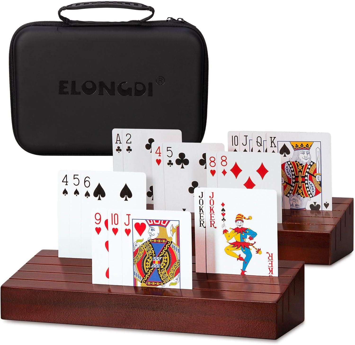 Amazon.com: ELONGDI Wooden Playing Card Holders Tray Rack Stand Set of ...