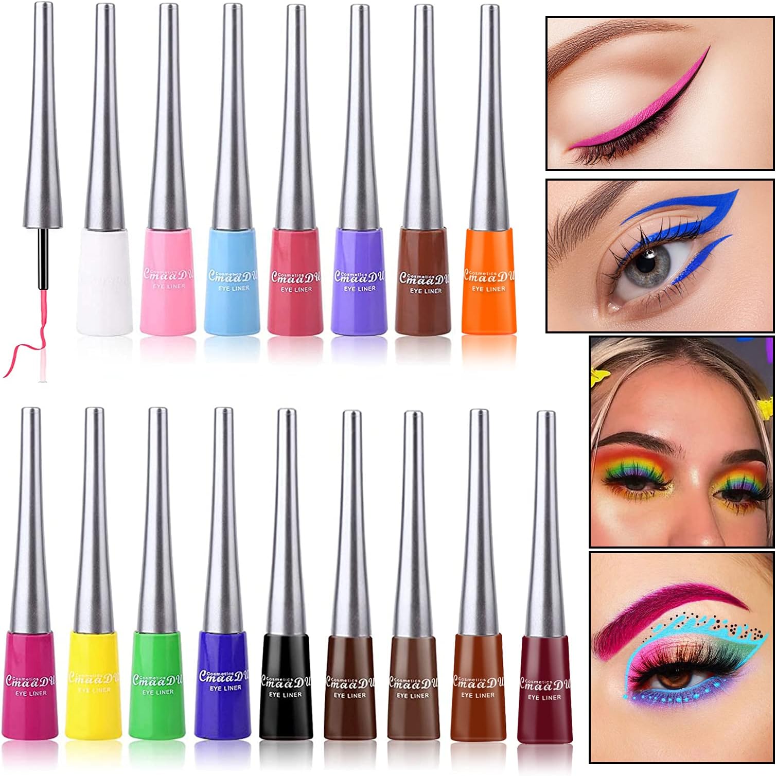 Amazon.com : Rechoo Matte Liquid Eyeliner Set, 16 Colors Matte & Metal ...