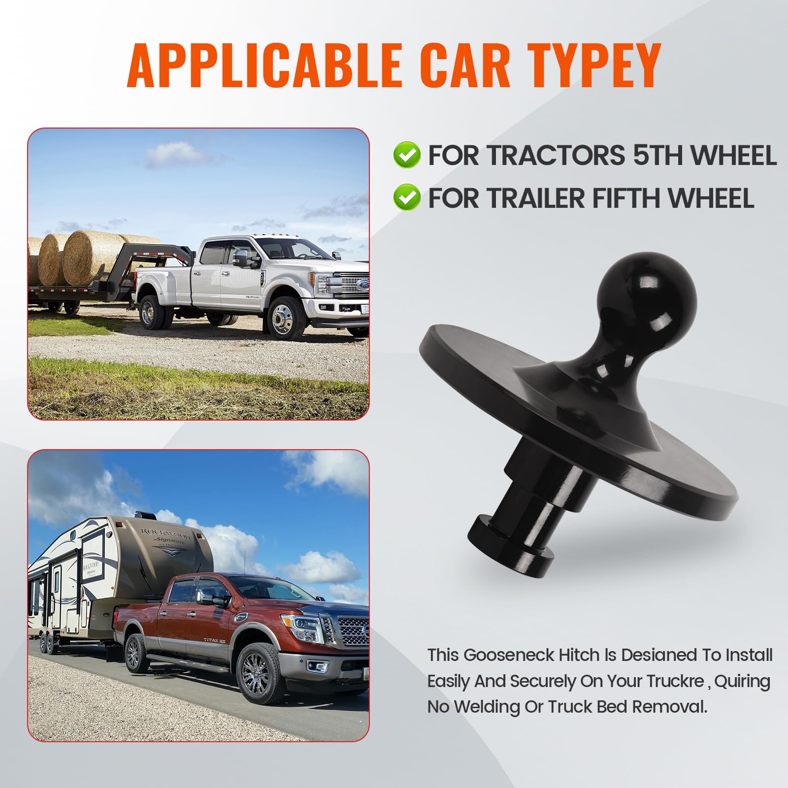 Snapklik.com : 5th Wheel To Gooseneck Adapter, 2-5/16" Kingpin To ...