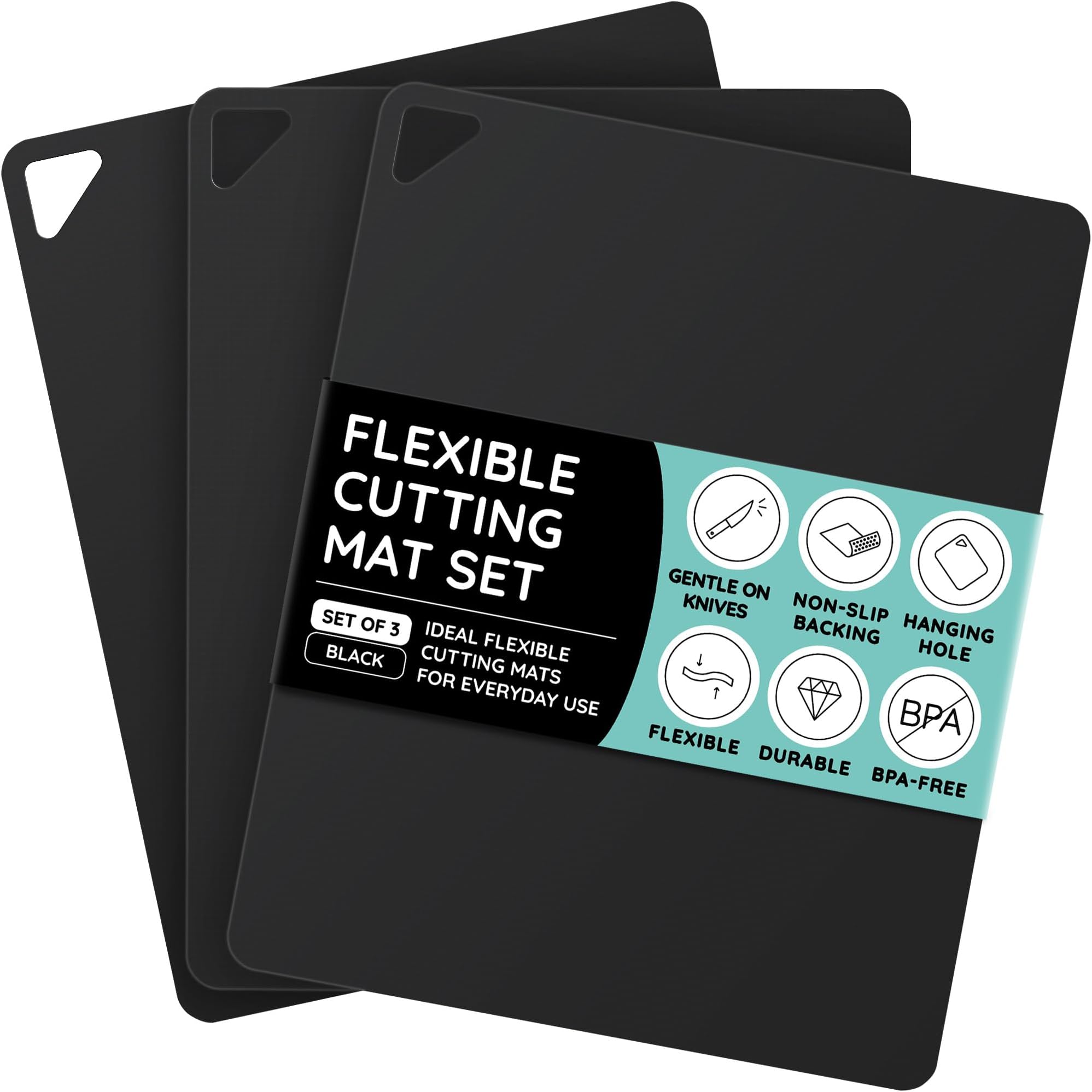 Amazon.com: Cut N' Funnel Black Flexible Plastic Cutting Board Mat 2 ...