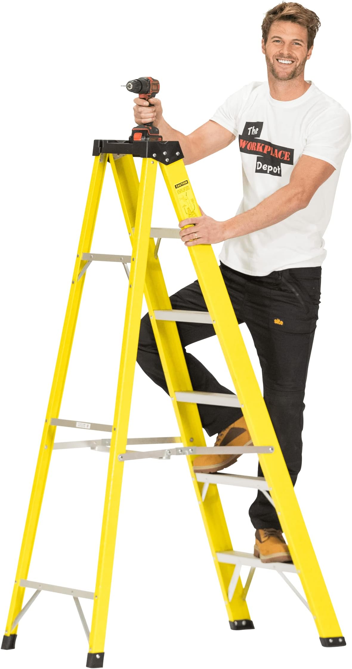 Excel Electricians Fibreglass Step Ladder 5 Tread 1.3m Heavy Duty ...