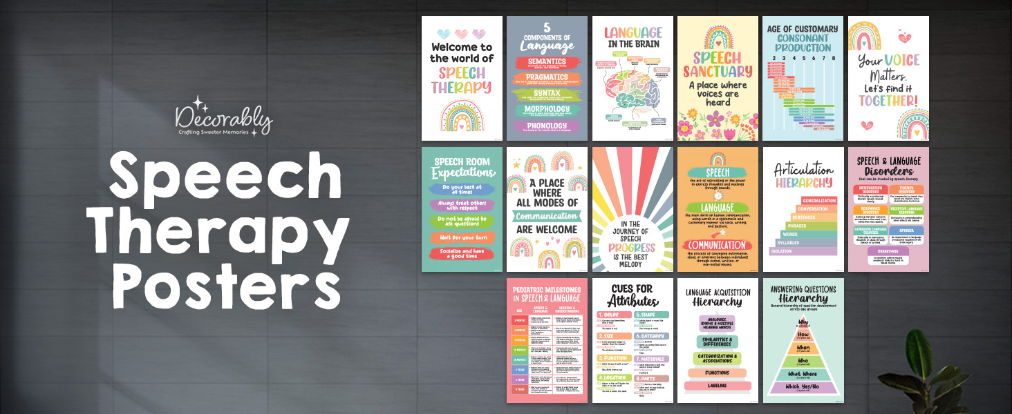 Colorful Speech Therapy Posters Speech Therapy Posters & Handouts