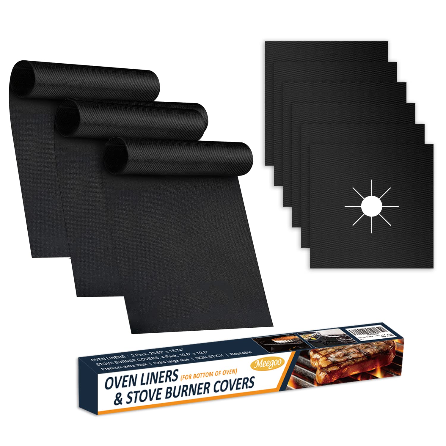 Snapklik.com : Meegoo 6 Pack Square Gas Stove Burner Covers