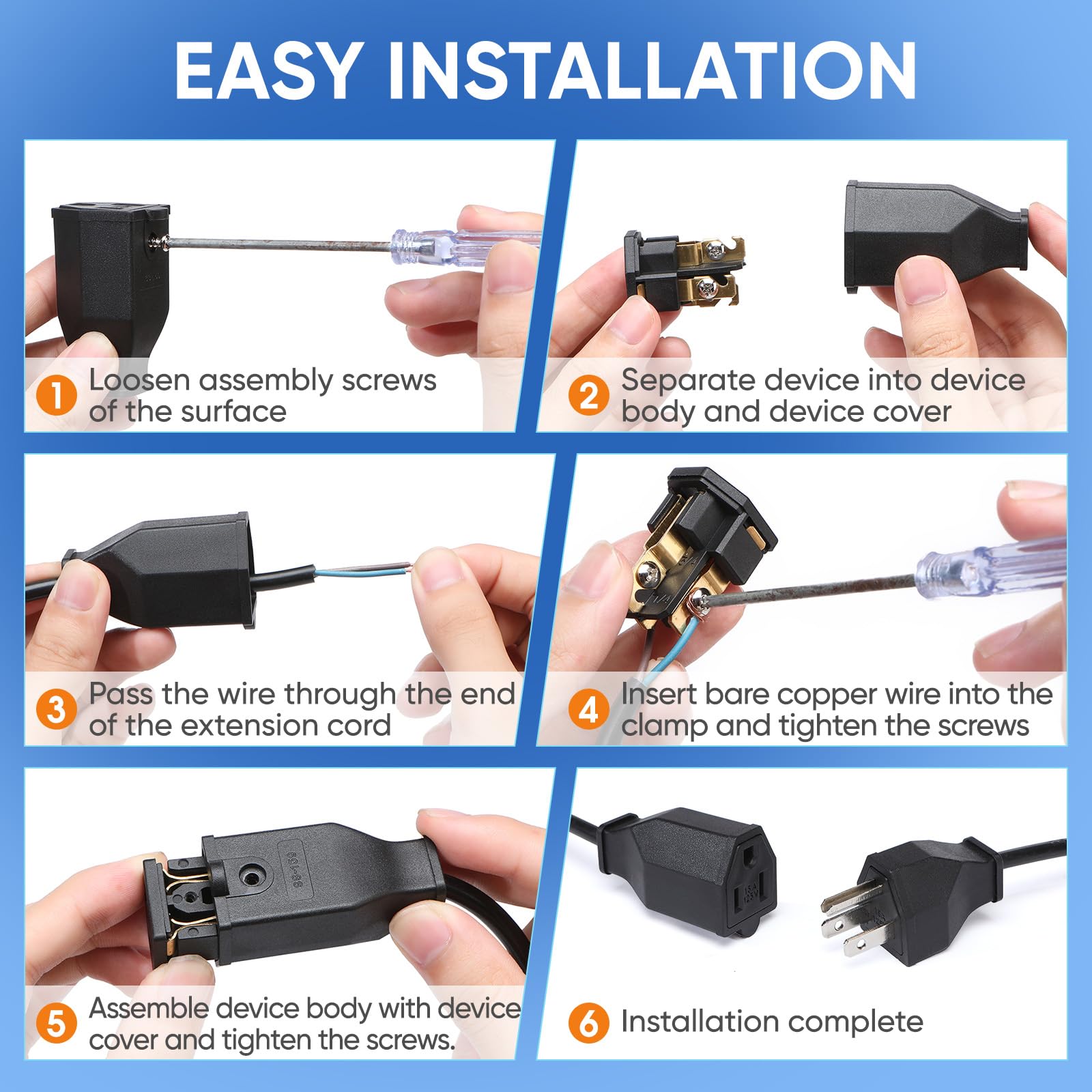 Snapklik.com : XINYIELE Extension Cord Repair Replacement Ends,Male And ...