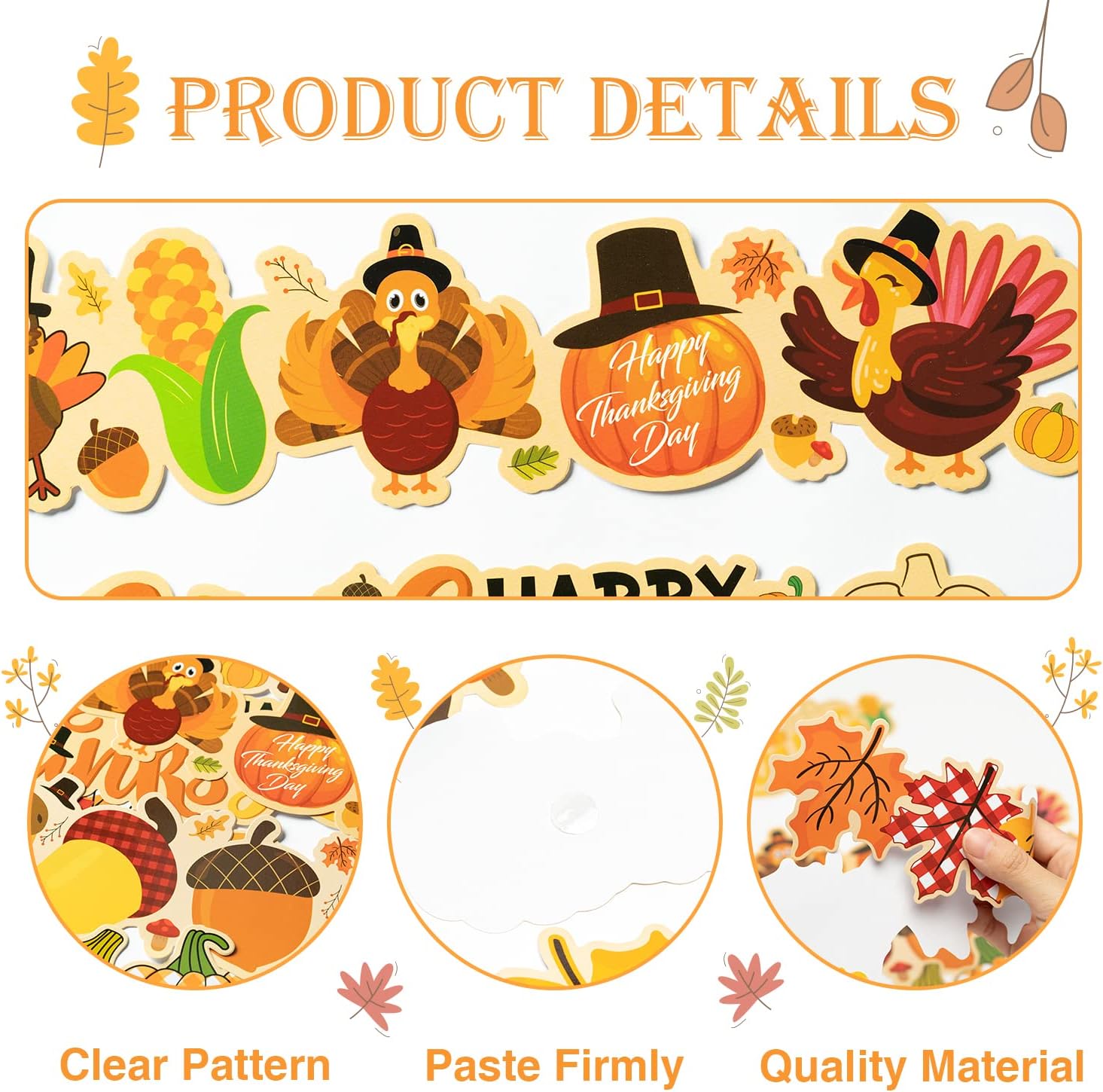 Haooryx 72PCS Happy Thanksgiving Fall Bulletin Board Borders Sticker ...