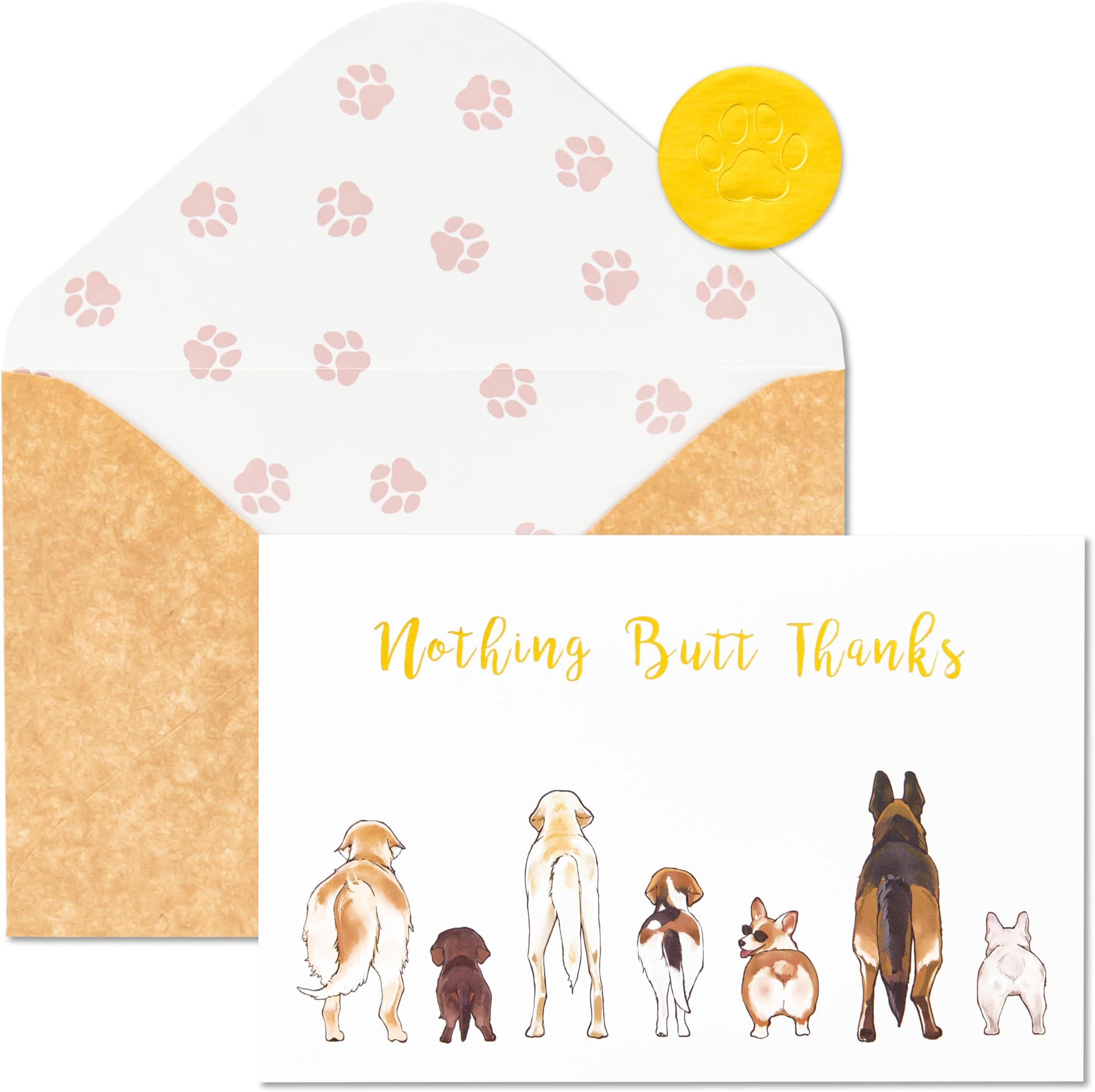 Amazon.com : Crisky 50 Count Dog Thank You Cards Nothing Butt Thanks ...