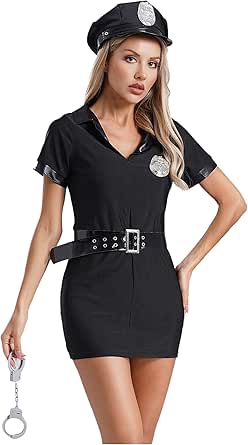Amazon.com: Yartina Women Cop Uniform Policewoman Outfits Police ...
