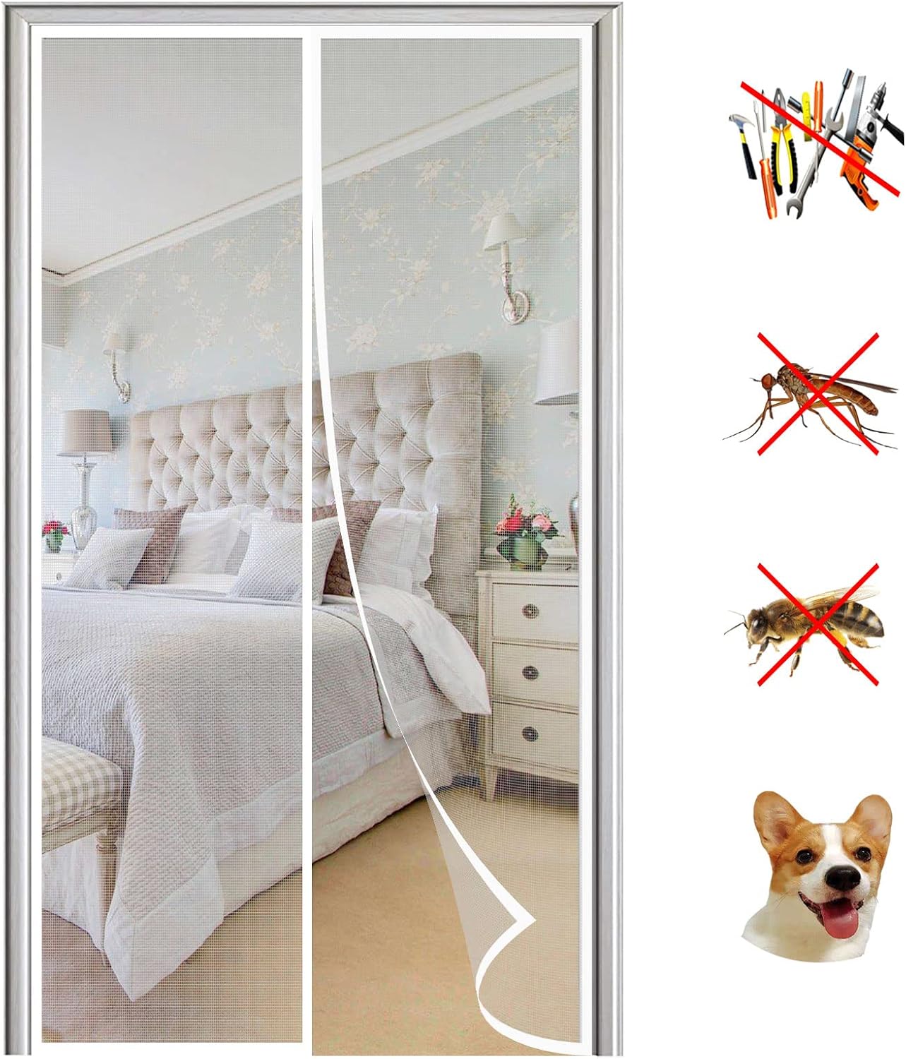 Magnetic Fly Screen Door, Polyester Magnetic Automatically Seal Hands ...