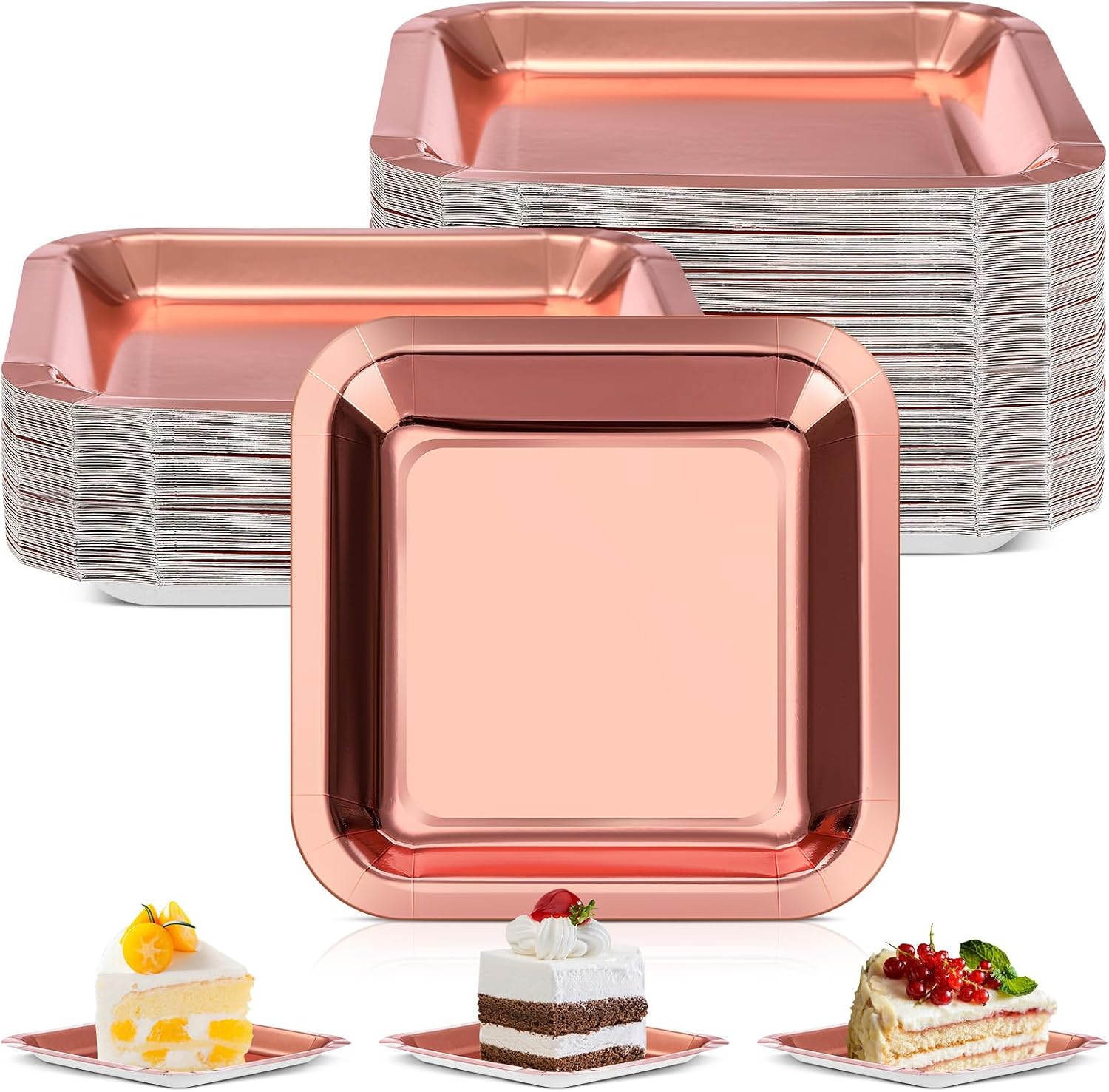 Amazon.com: Dandat 100 Pack 7 Inch Graduation Paper Square Plates ...