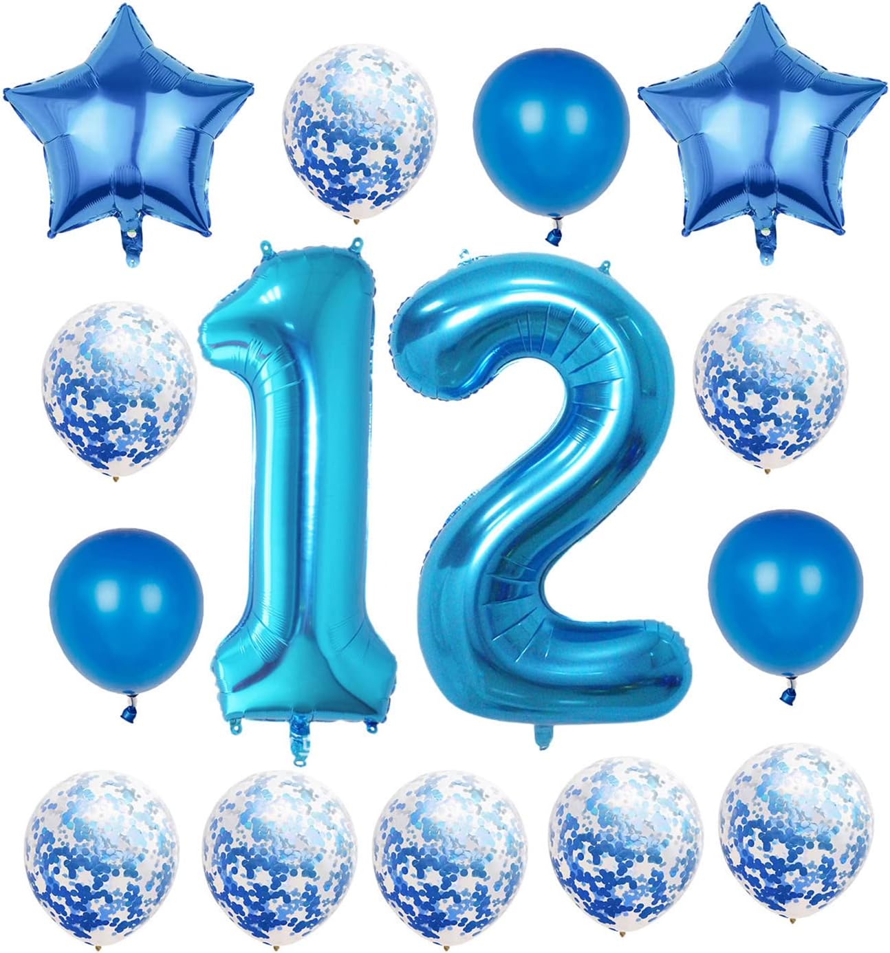 Amazon.com: 12th Birthday Decorations Party Supplies,Blue Number 12 ...