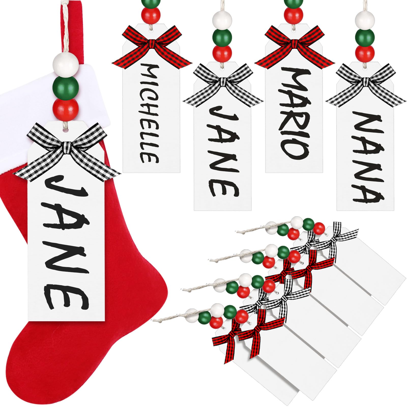 Amazon.com: 12 Pcs Christmas Stocking Name Tags Unfinished Wood Tags ...