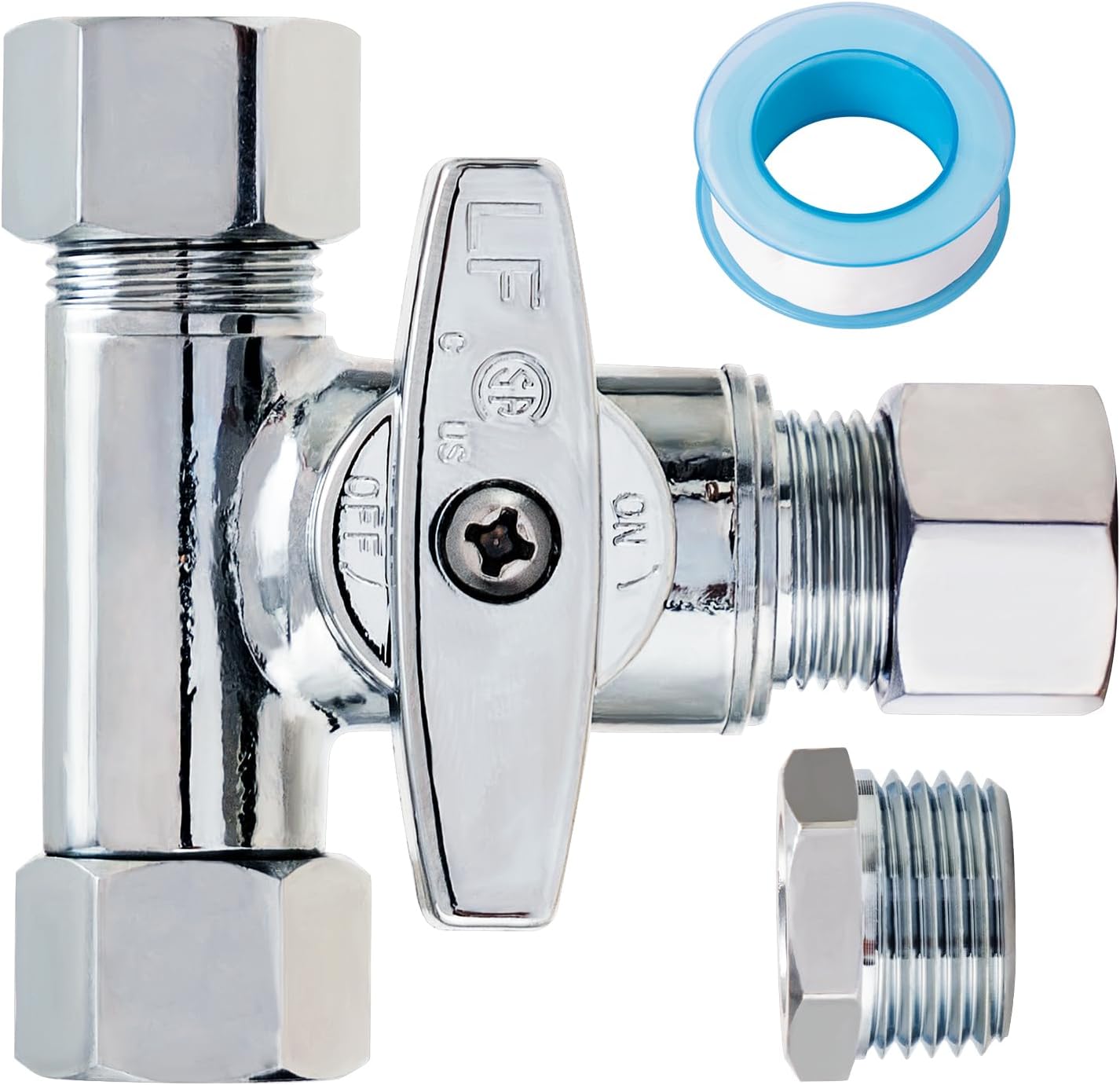 WHK Angle Stop Add-A-Tee Valve 3/8x3/8x3/8 or 1/2" Compression Tee ...