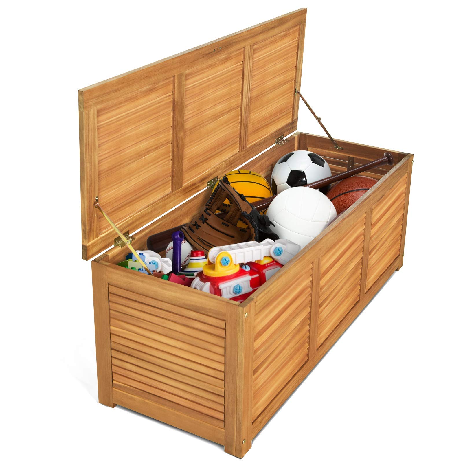 Amazon.com: HAPPYGRILL 47 Gallon Acacia Wood Deck Box, Outdoor Storage ...