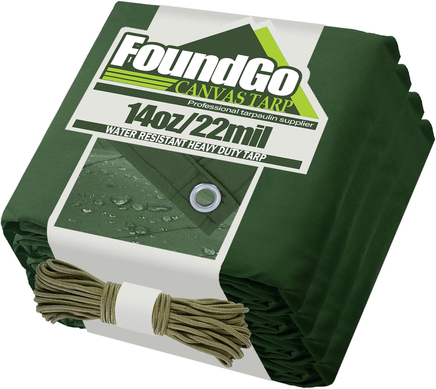 Amazon.com: FoundGo Canvas Tarp 6' x 8' Heavy Duty Water Resistant ...