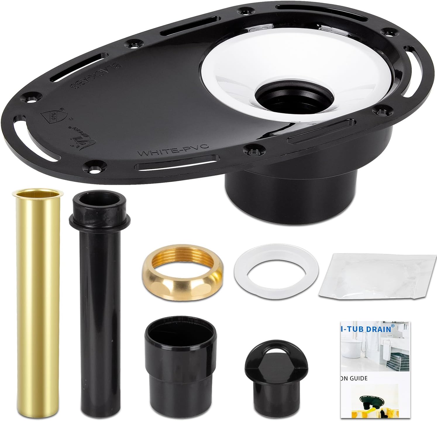 TEPENG Freestanding Tub Drain Rough-in Kit with ABS Plastic Adapter and ...