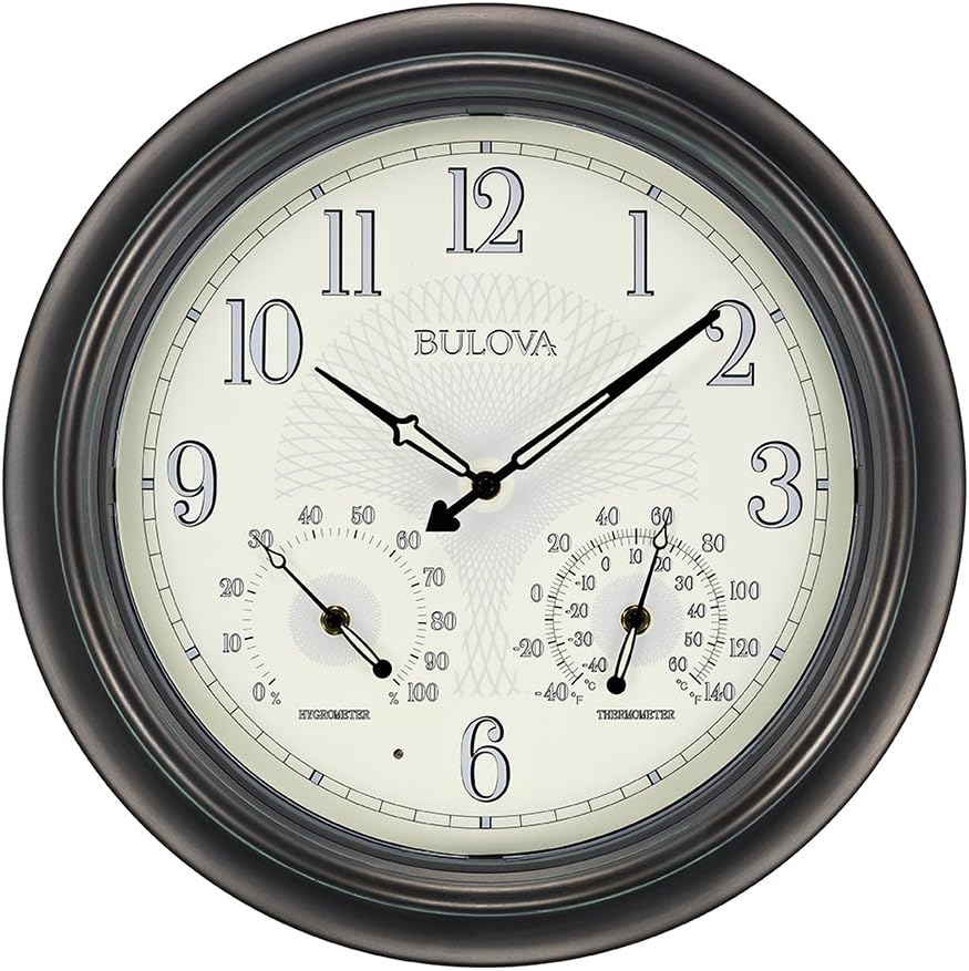 Amazon.com: Bulova C4125 Block Island Wall Clock, Aged Silver-Tone ...