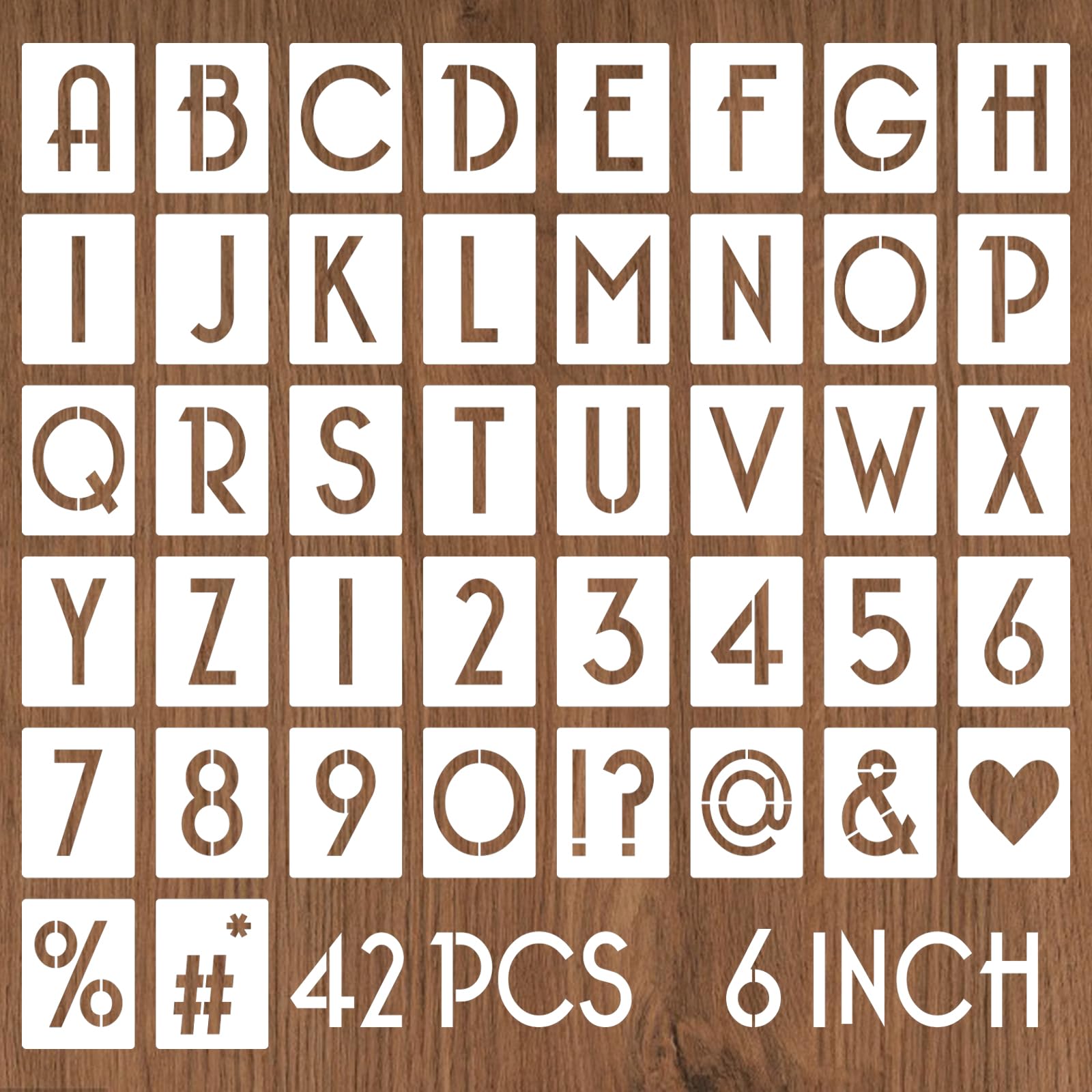 Amazon.com : YEAJON 6 Inch Letter Stencils and Numbers, 42 Pcs Alphabet ...