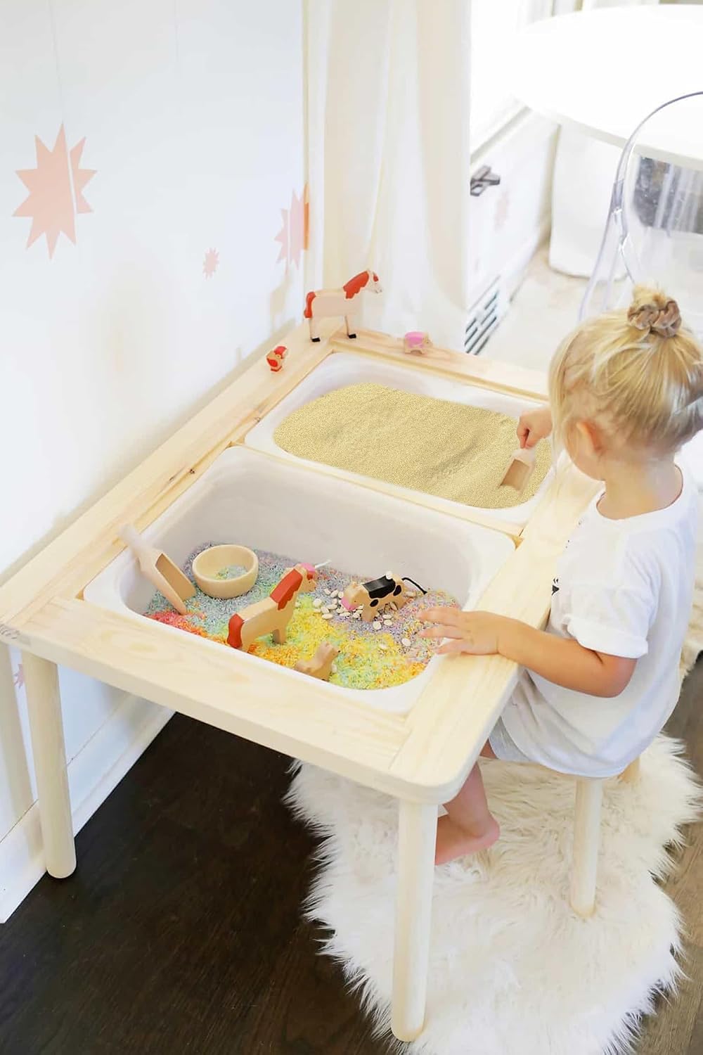 Kimguard Mesa sensorial, mesa sensorial para niños de 1 a 3 años con 2 ...