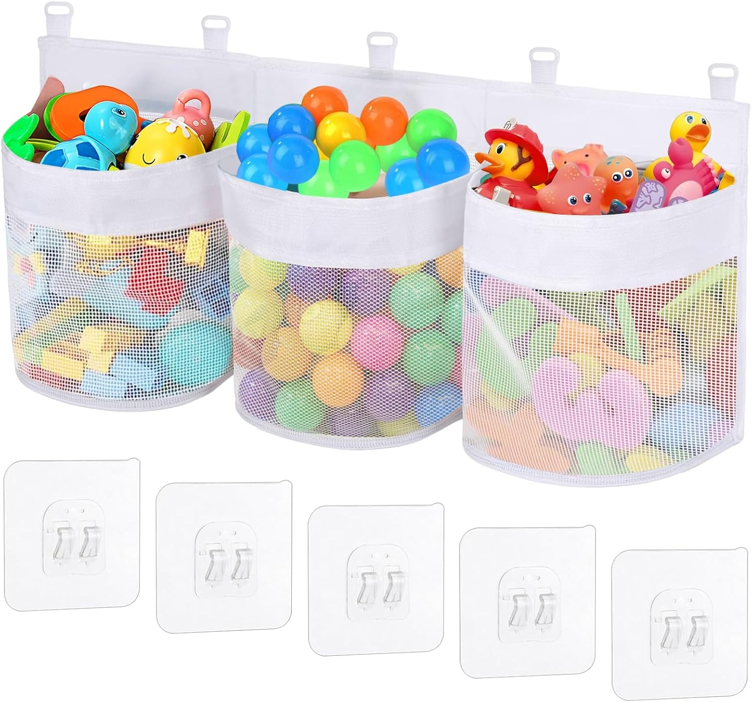 Omevett Bath Toy Storage Net Bag Bathroom Toy Storage Hanging Organiser ...