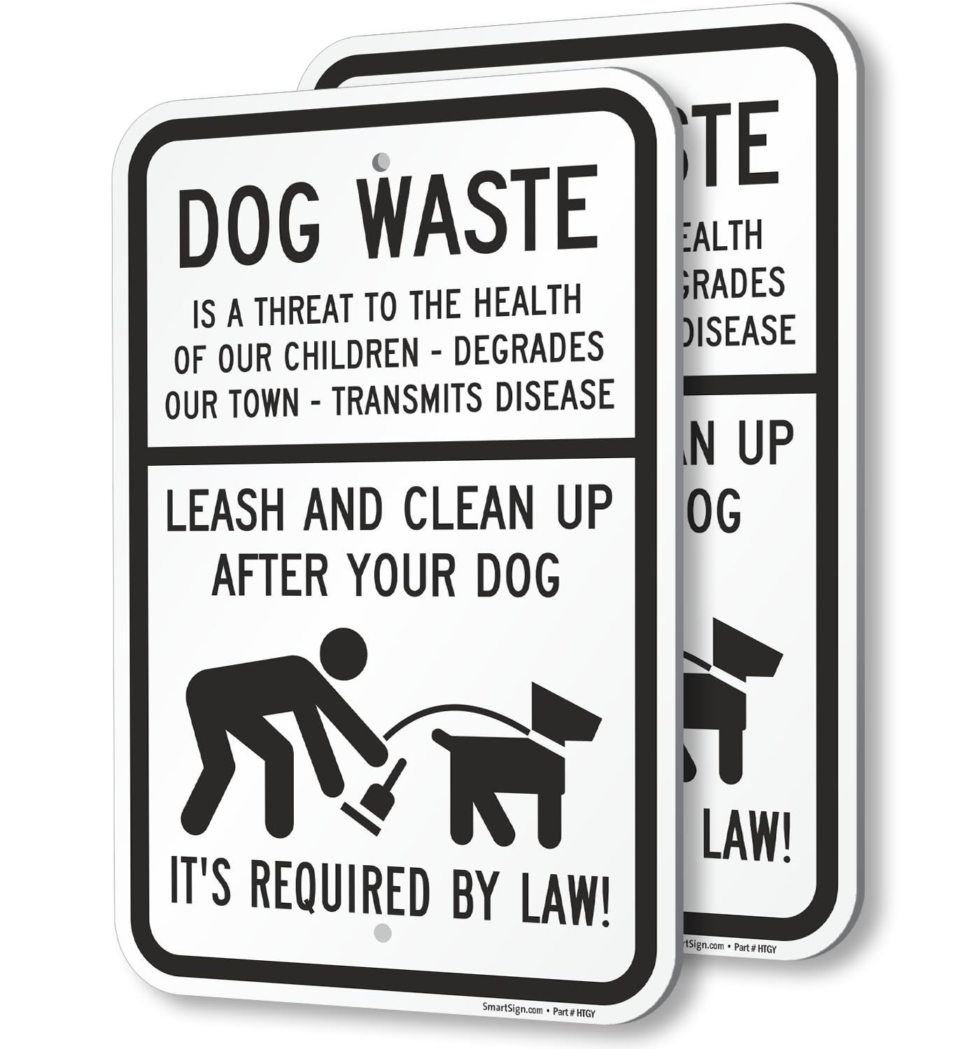 Amazon.com: SmartSign Dog Waste Is A Threat Sign, Leash Clean Up After ...